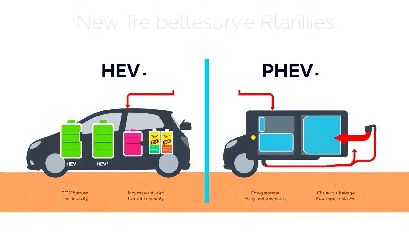 What are the main differences in battery sizes between HEVs and PHEVs | NenPower
