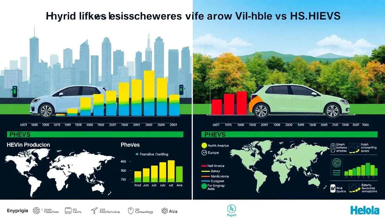 What are the lifecycle emissions differences between HEVs and PHEVs in different regions | NenPower