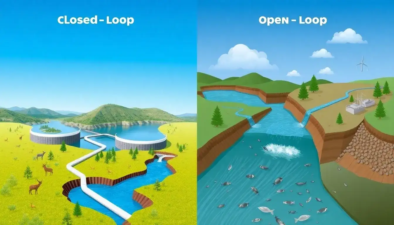 How do closed-loop pumped hydro storage facilities compare to open-loop ones in terms of ...