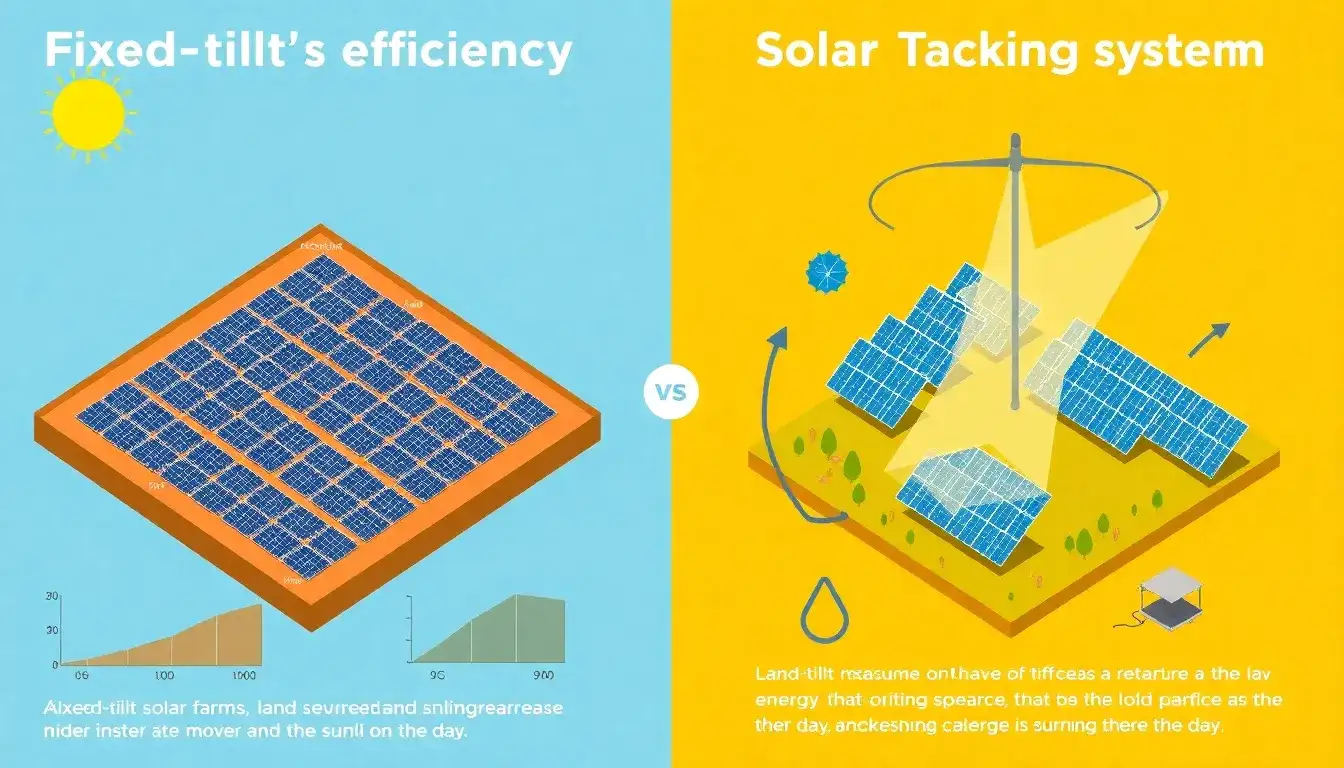 How does the land use efficiency of fixed-tilt solar farms compare to tracking systems | NenPower